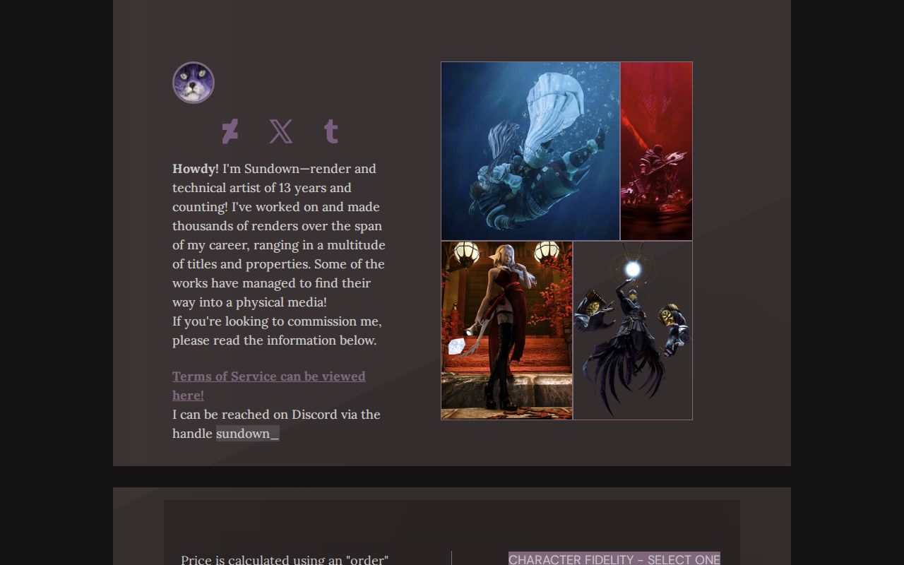 Sundown's Commission Info